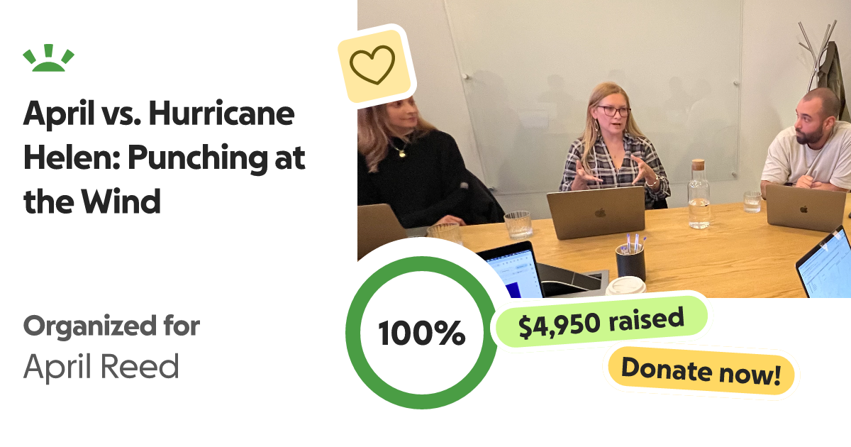 Fundraiser for April Reed by Will Jensen : April vs. Hurricane Helen ...