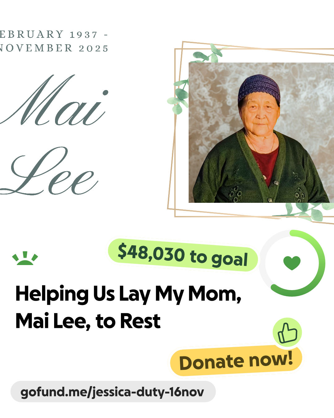 Fundraiser by Jessica Chue : Helping Us Lay My Mom, Mai Lee, to Rest